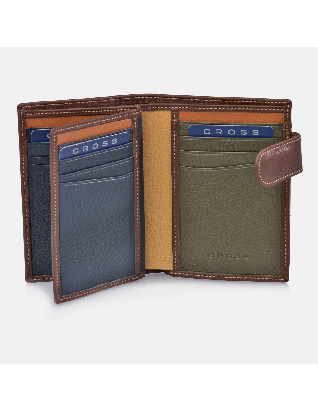 CROSS Cartera de hombre piel multicolor con monedero y cierre