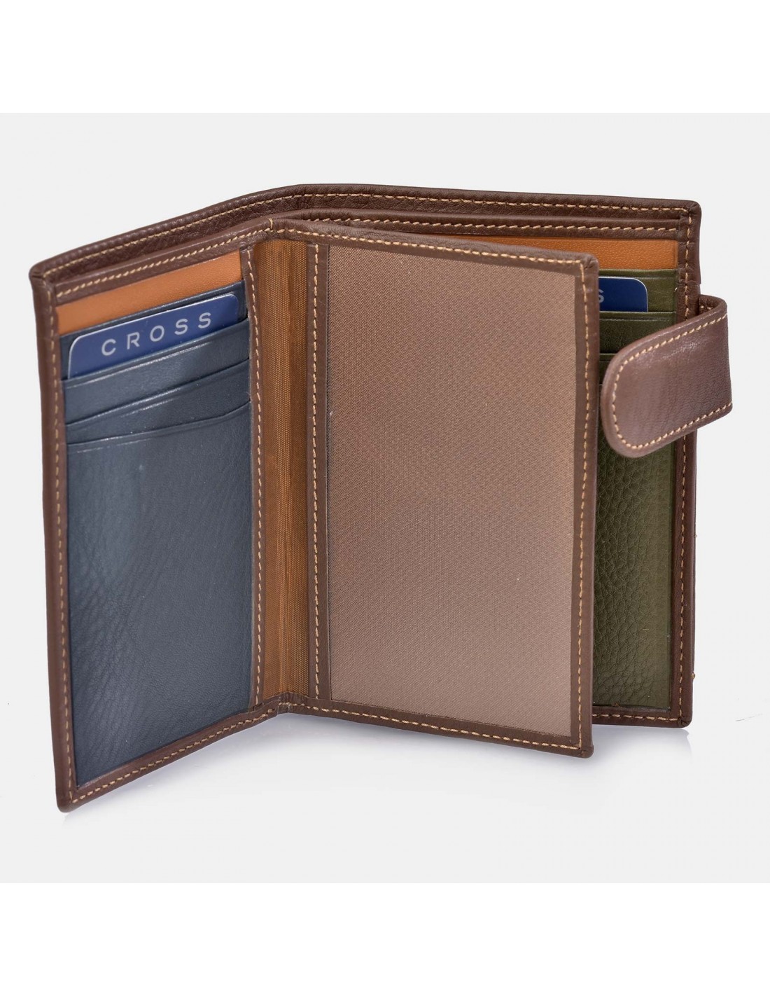 CROSS Cartera de hombre piel multicolor con monedero y cierre